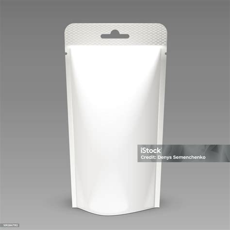 화이트 빈 호 일 음식 또는 음료 Doypack 가방 포장을 비웃은 다 플라스틱 팩 템플릿입니다 디자인에 대 한 준비 벡터 Eps10 0명에 대한 스톡 벡터 아트 및 기타