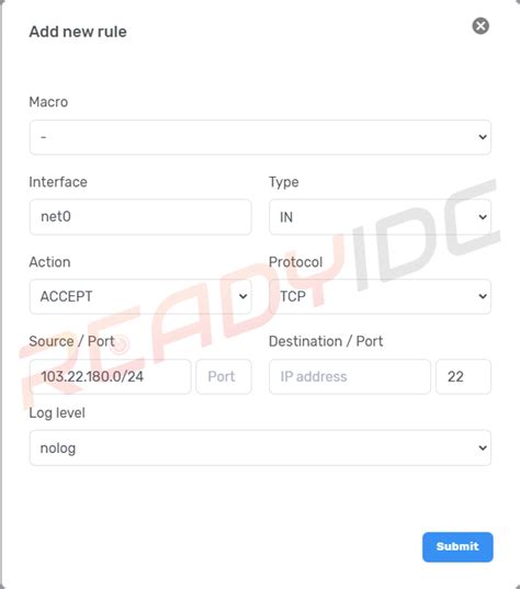 ขั้นตอนการ Add Firewall Rule Readyidc Service 24 Hour Support