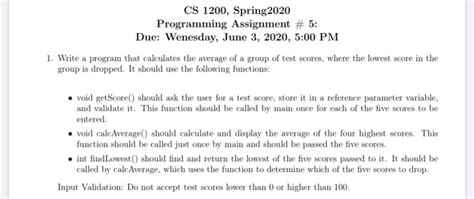 Solved Cs 1200 Spring2020 Programming Assignment 5 Due
