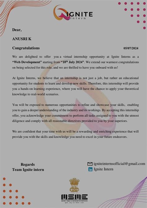 Anusri K On Linkedin Ignite Interns
