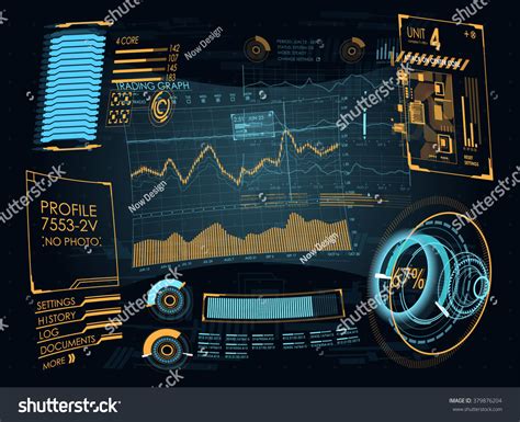 Hud Ui Business App Futuristic User Stock Vector Royalty Free 379876204