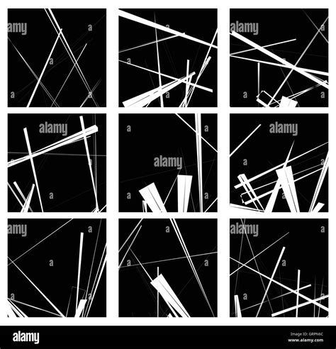 Random Lines Artistic Element Pattern Set Non Figural Monochrome Geometric Compositions Stock