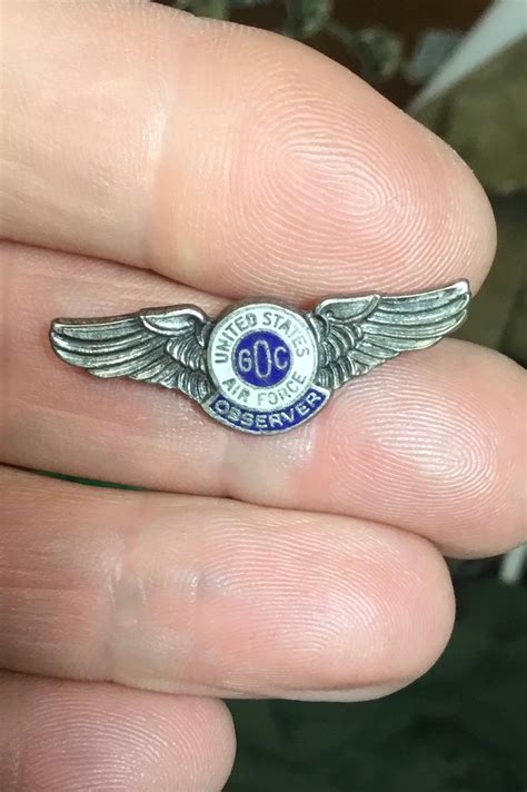 United States Air Force Goc Observer Pin ~enamel Cente Roys Army