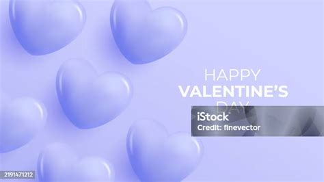 해피 발렌타인 데이 축제 배너 로맨틱한 배경 와 3d 블루 광택 심장 와 Hd 발렌타인 데이 휴일 인사말입니다 0명에 대한 스톡 벡터 아트 및 기타 이미지 Istock