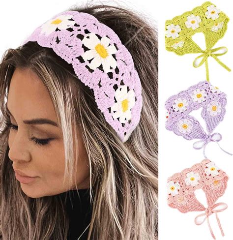 Acenail Crochet Hair Bandanas Headbands Women Floral