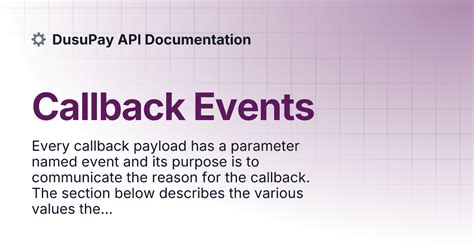 Callback Events Dusupay Api Documentation