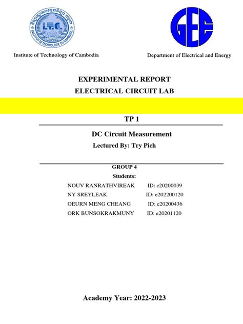 Electrical Circuit Lab Tp1 Pdf Electrical Network Voltage