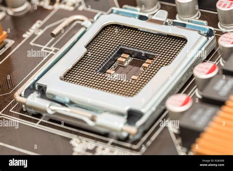Cpu Socket On Computer Motherboard Stock Photo Alamy