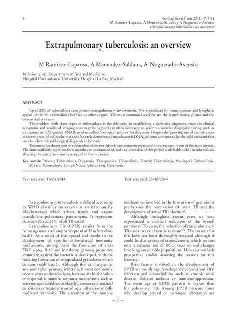 Pdf Extrapulmonary Tuberculosis An Overview
