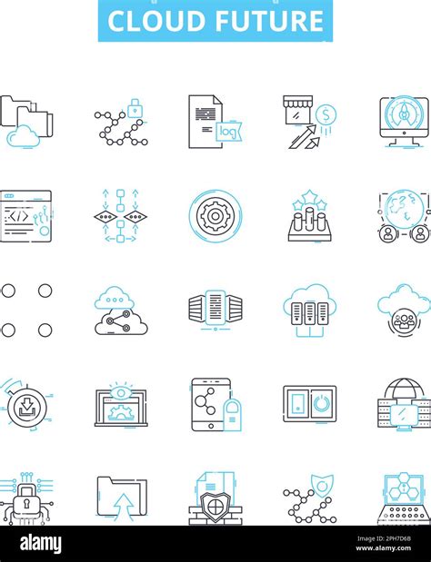 Cloud Future Vector Line Icons Set Cloud Future Computing Ai Iot Digital Transformation