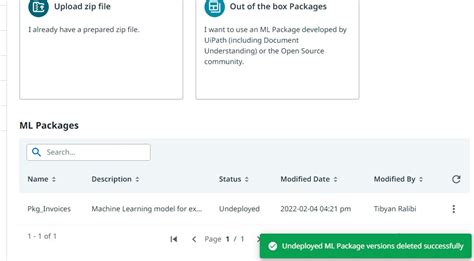 Cannot Delete Undeployed Ml Package In Ai Center Ai Center Uipath
