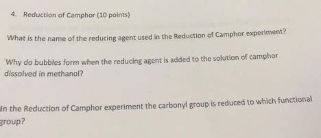 Solved 4. Reduction of Camphor (10 points) hat is the name | Chegg.com
