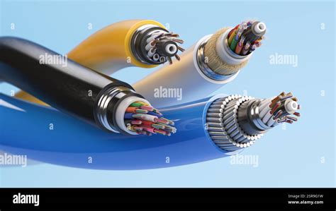 Fiber Optical Internet Cable Of Various Types Cross Section Layers