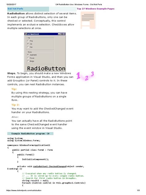 C Radiobutton Use Windows Forms Dot Net Perls Download Free Pdf