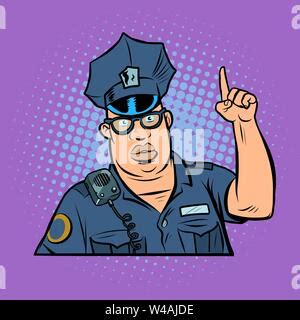 Polizist Mit Zeigefinger Standing Police Officer In Uniform Vector
