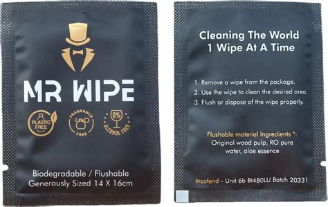 50pc Mr Wipe Wet Wipes For Men Gent Individually Wrapped Travel