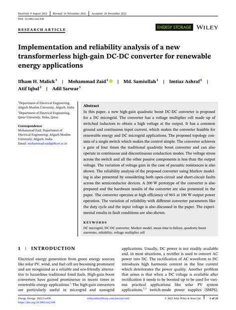 Implementation And Reliability Analysis Of A New Transformerless High