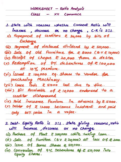 Worksheet Ratio Analysis Pdf
