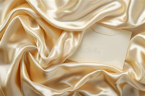 Minimalistic Soft Light White Envelope Mockup On Beige Fabric Elegant