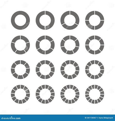 Piechart With Segments And Slices Set Of Circular Chart Round Structure Graph Pie Diagram