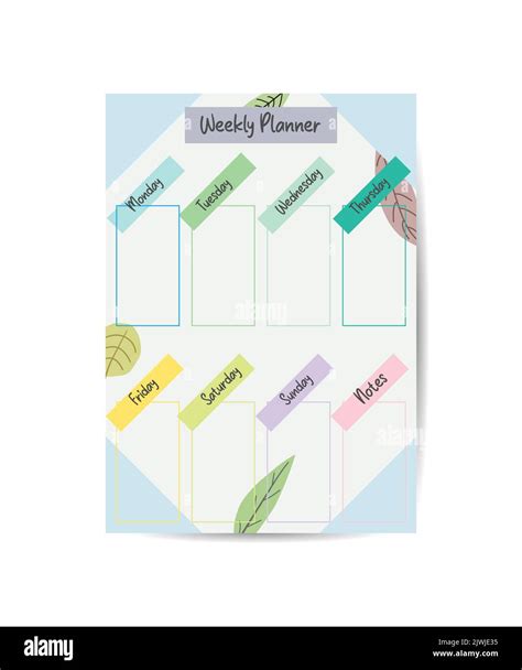 Weekly Planner Template With Flowers To Do List Notes Printable Vector