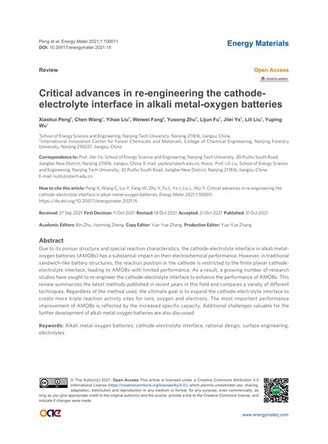 Pdf Critical Advances In Re Engineering The Cathode Electrolyte