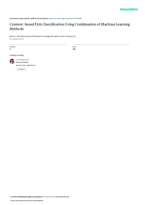 Content Based Fish Classification Using Combinatio See Discussions Stats And Author Profiles