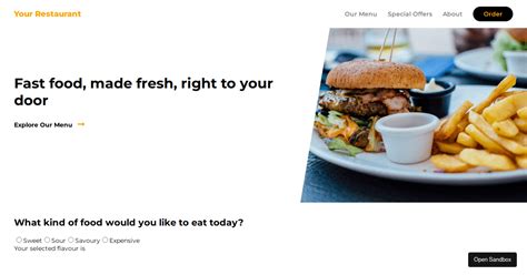 Restaurant Websiteapp React Codesandbox