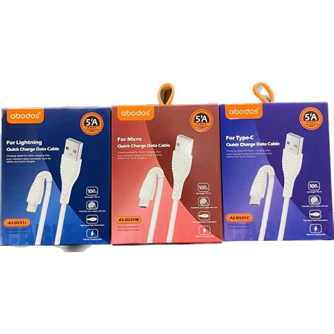Abodos As Ds31 Fast Charging 5a Quick Charge Data Cable Type C Micro Ip Shopee Malaysia