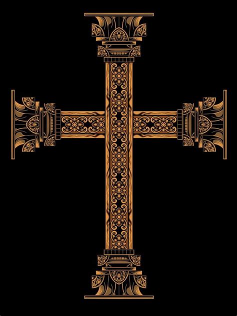 Christian Cross Vector Design With Fancy Ornament 21925474 Vector Art