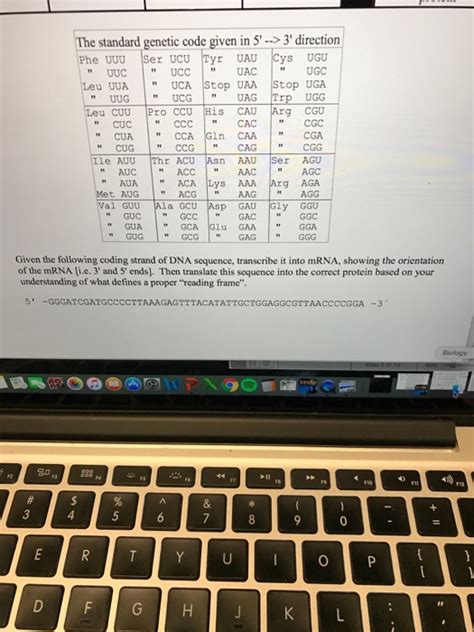 solved using the codon table provided fill in the missing