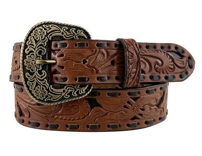 Cowgirls Rock Western Belt Womens Floral Emboss Cutout Tan 9652300 Ebay