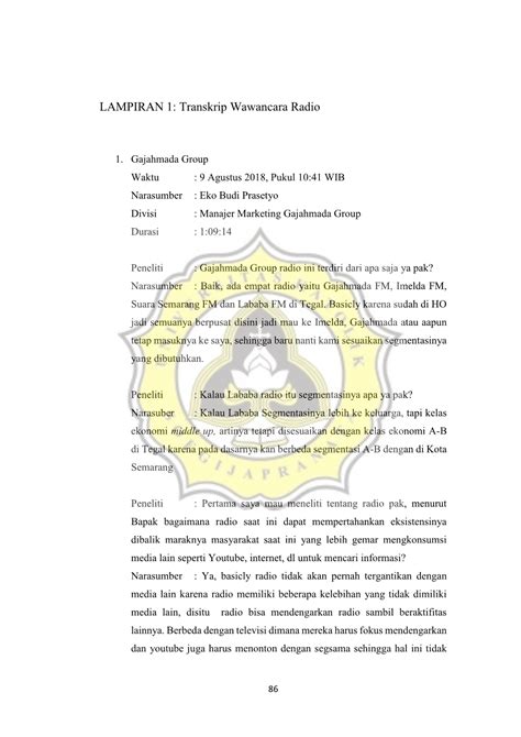 Lampiran 1 Transkrip Wawancara Radio Docslib