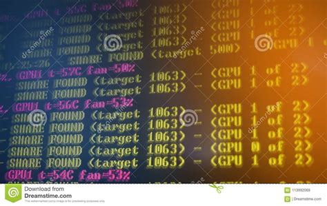 Mining Cryptocurrency Process Program On Display Pc Using Software Share Found Stock Image