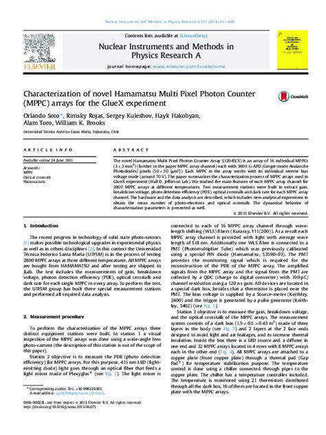 Pdf Characterization Of Novel Hamamatsu Multi Pixel Photon Counter Mppc Arrays For The Gluex