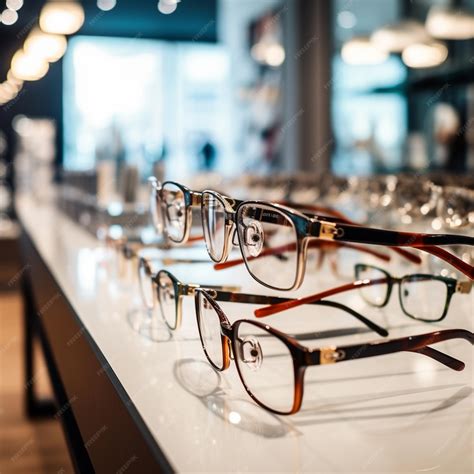 Premium Ai Image Row Of Glasses At An Opticians Eyeglasses In Shop
