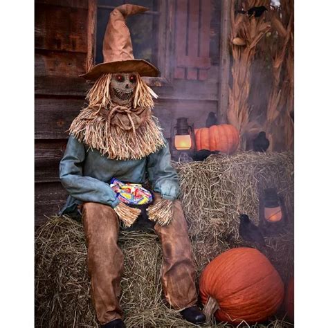 4 Ft 6 In Scary Sitting Scarecrow Animatronic Spencers Halloween