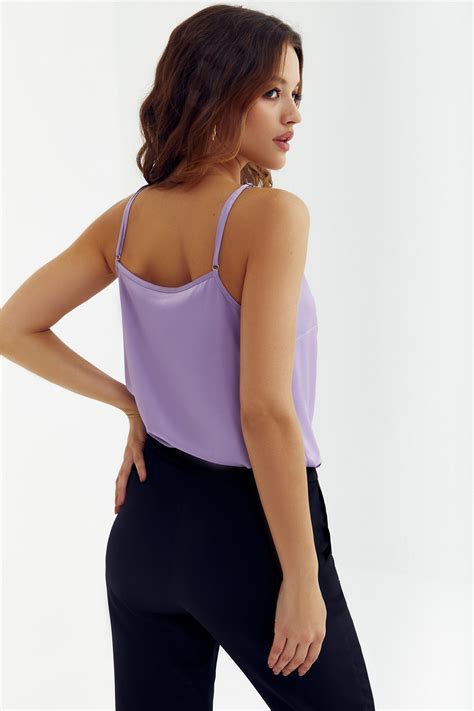 Купить Майка на бретелях искусственный шелк лавандовая майка цвет фиолетовый материал
