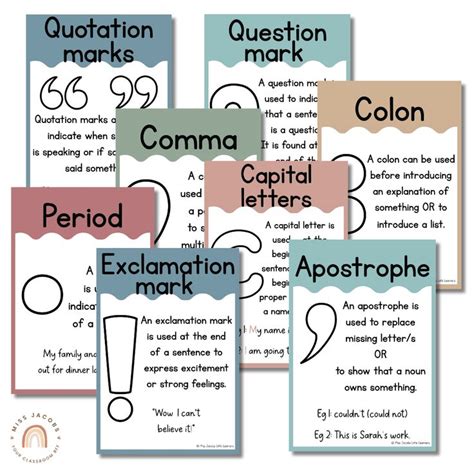 Punctuation Posters Cute Sea Life Classroom Decor Punctuation
