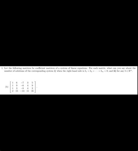 solved 1 let the following matrices be coefficient matrices of a