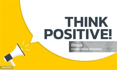 확성기나 확성기로 긍정적인 말풍선 텍스트를 생각해 보세요 동기 부여 인용문 배너 디자인 벡터 일러스트 레이 션입니다 개념에 대한 스톡 벡터 아트 및 기타 이미지 Istock