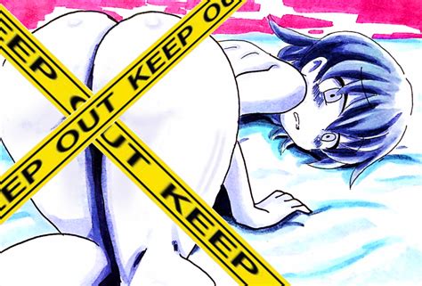 Rule 34 Ass Blue Hair Blush Butt Crack Caution Tape Censored Cookie