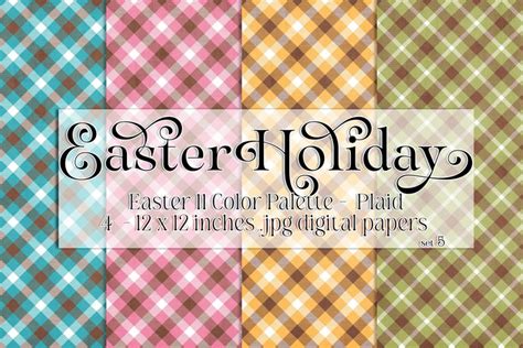 Easter Background Easter Plaid 12x12 Digital Papers S5