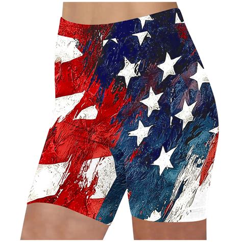 Womens 4th Of July Summer Shorts 3d American Flag Printed Leggings