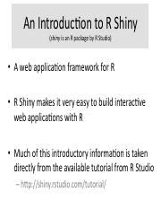 R Shiny Intro Pdf An Introduc On To R Shiny Shiny Is An R Package By R Studio A Web Applica On