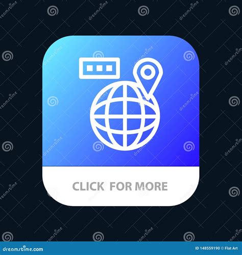 World Map Navigation Location Mobile App Button Android And IOS Line Version Stock Vector