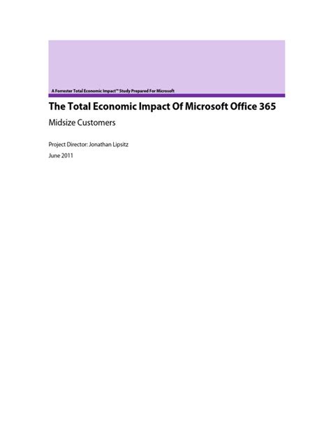Total Economic Impact Of Microsoft Office 365 Pdf Cloud Computing