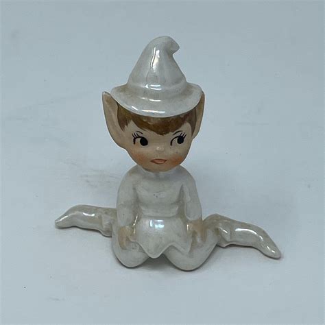 Vintage Lefton Pixie Lefton Elf Lefton Fairy Lefton Iridescent White