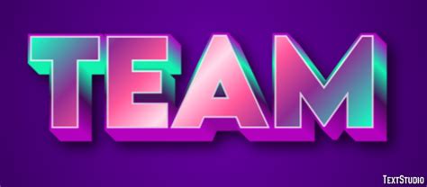 Team Purple Green And Pink 3d Text Effect Generator