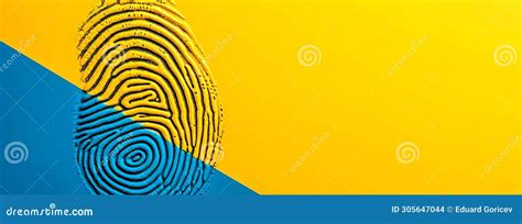 Biometric Fingerprint Identification Technology For Secure Authentication On Blue And Yellow